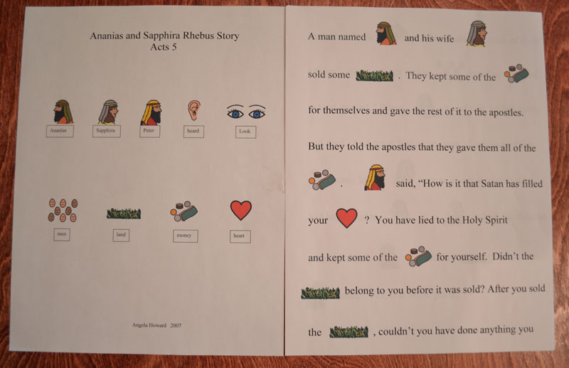 Bible Class Creations: Ananias and Sapphira Rhebus Story