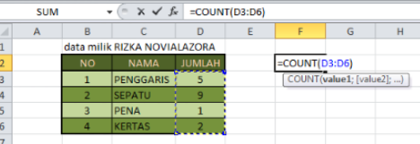 Azimah Art: TABEL, COUNT, COUNTA, COUNTABLANK DAN COUNTIF
