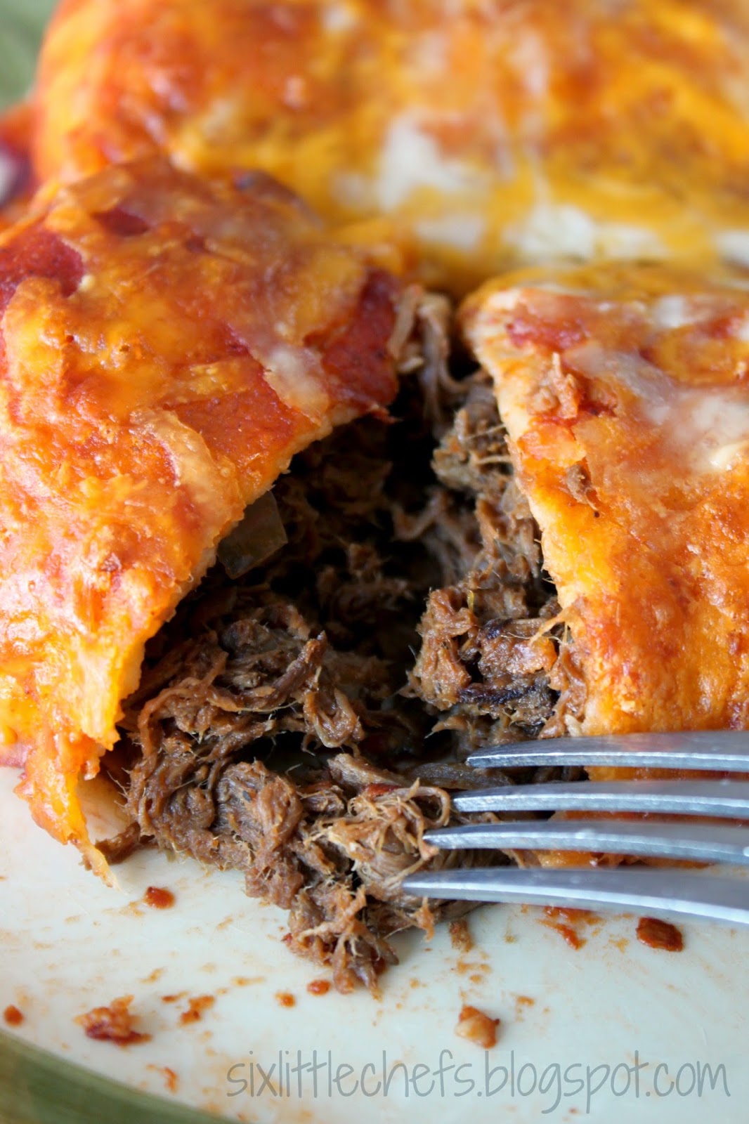 Six Little Chefs: Shredded Beef Enchiladas