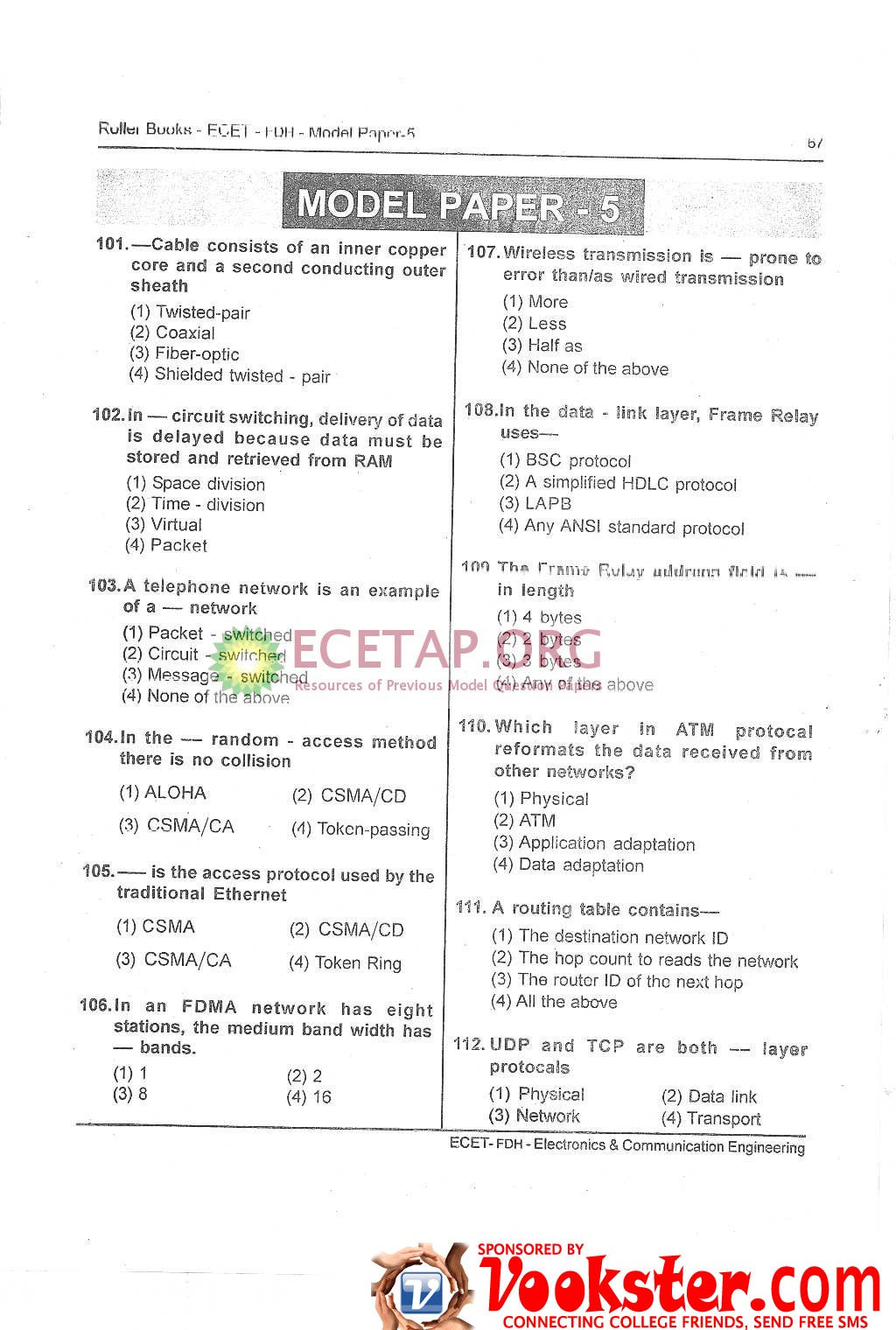 ECETAP - 2016, Previous, Model Papers, Question Papers EEE,ECE,SCE ...