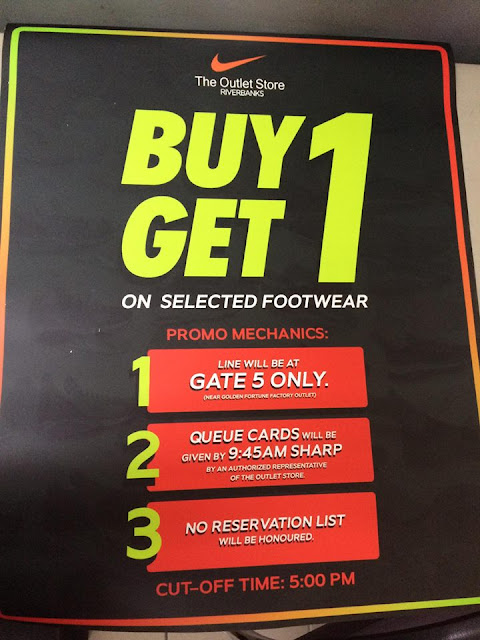 Manila Shopper: Nike Outlet Store Riverbanks Buy1 Get1 Promo: November 2018