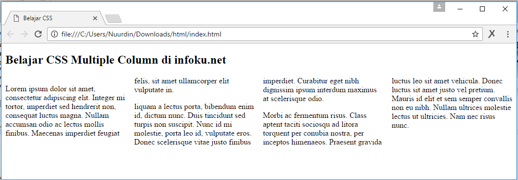 Tutorial CSS3 Membuat Kolom Koran di HTML (multiple column) ~ infoku.net