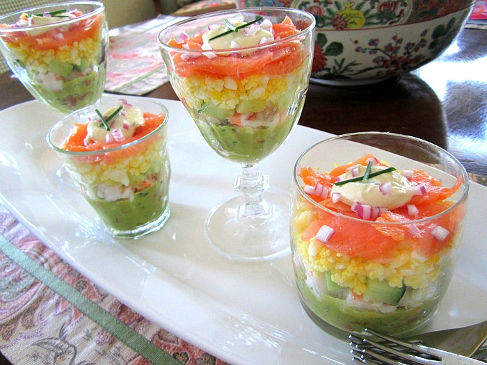 Ladies Lunch: Shrimp & Avocado Verrines w/ Egg & Smoked Salmon!