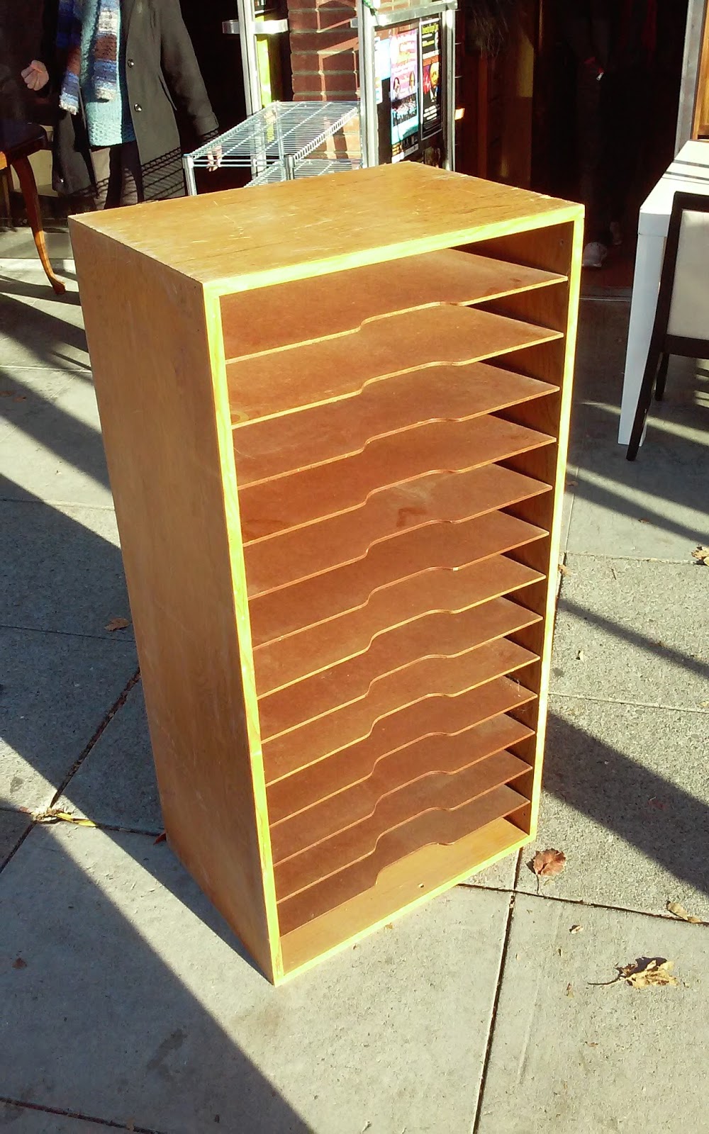 UHURU FURNITURE & COLLECTIBLES: SOLD Old School Wood File Shelf - $55