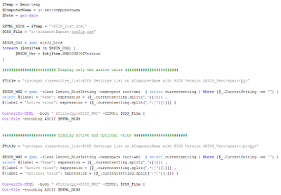 Powershell Tip : Export some BIOS settings to HTML on LENOVO computers ...