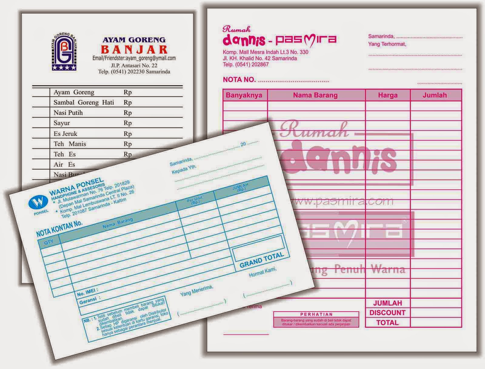 Cetak nota, faktur invoice murah barang berkualitas ~ De Java Printing