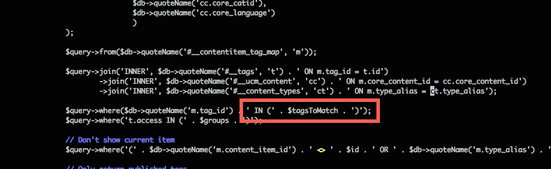 Análisis de inyección SQL crítica en Joomla