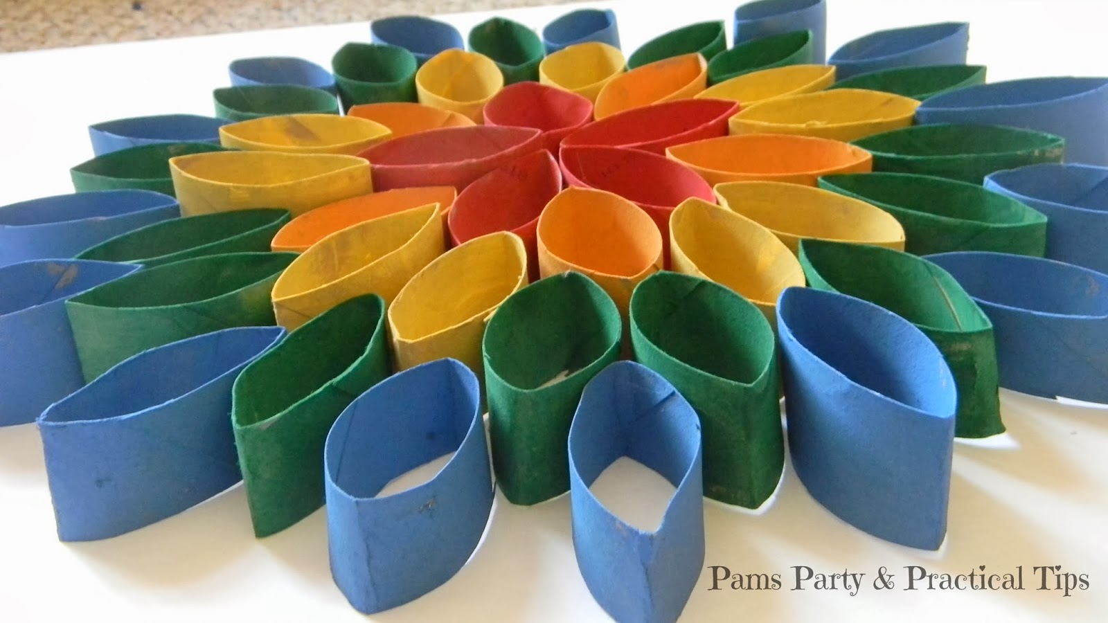Pams Party & Practical Tips: Crafting With Kara - Hanging Rainbow Flower