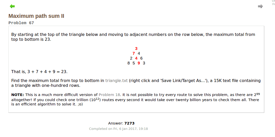 Project Euler Problem 67 Solution With Python