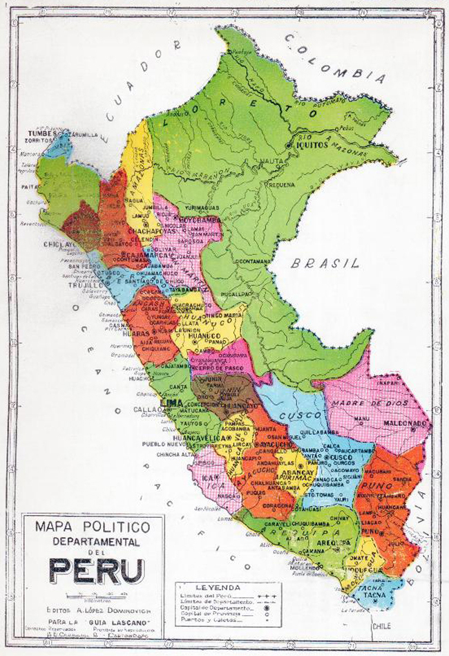 Mapas del Perú en el siglo XX.- El Perú en 1904, 1906, 1913, 1921, 1940 ...