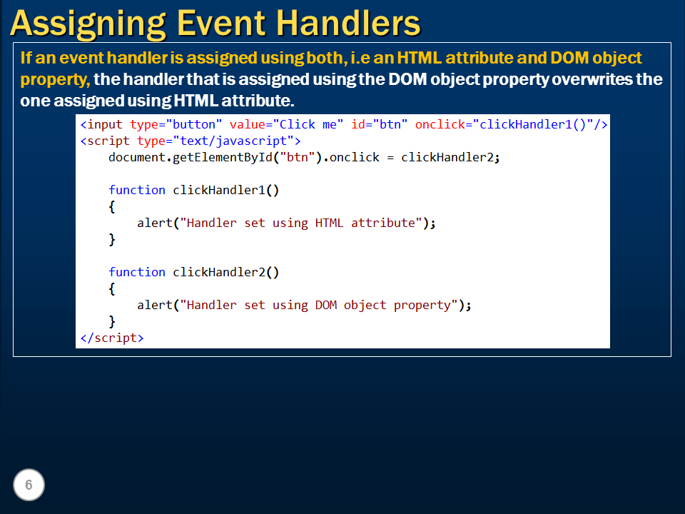 Sql Server Net And C Video Tutorial Assigning Event Handlers In Javascript Using Dom Object