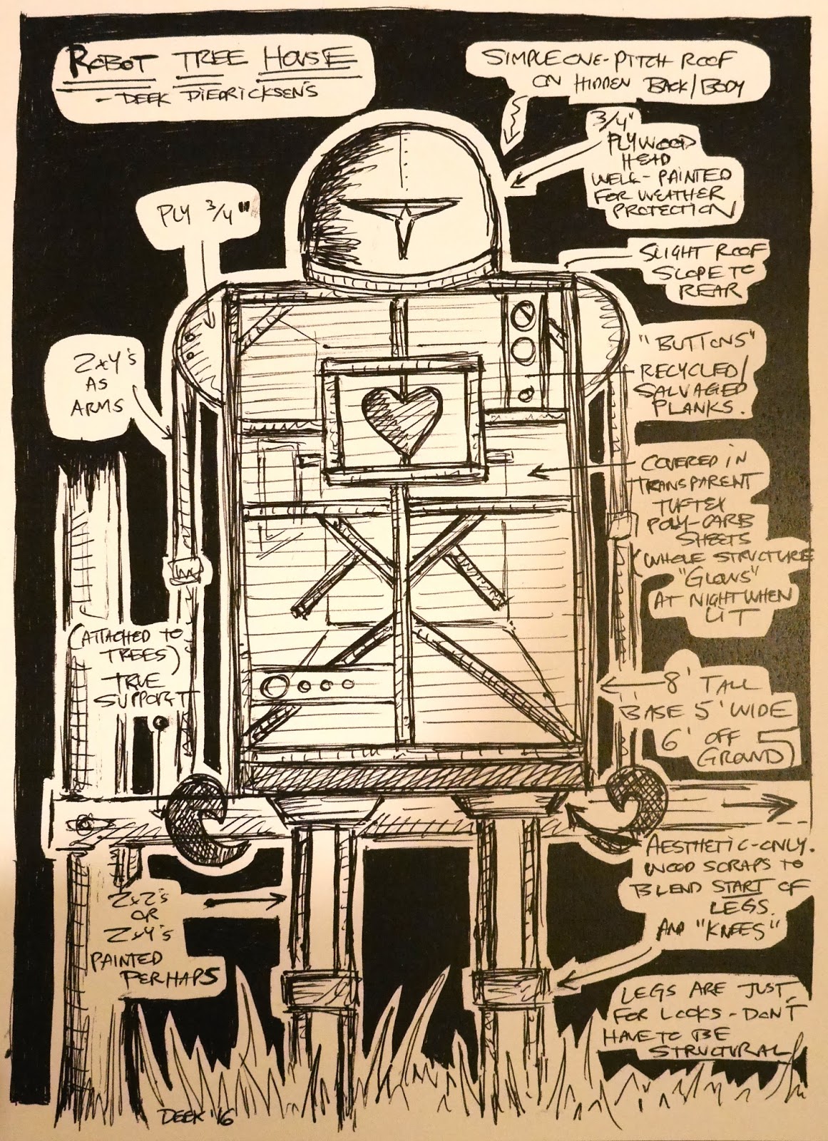 Relaxshacks.com: Massachusetts Man builds/designs 20' "ROBOT TREE HOUSE ...