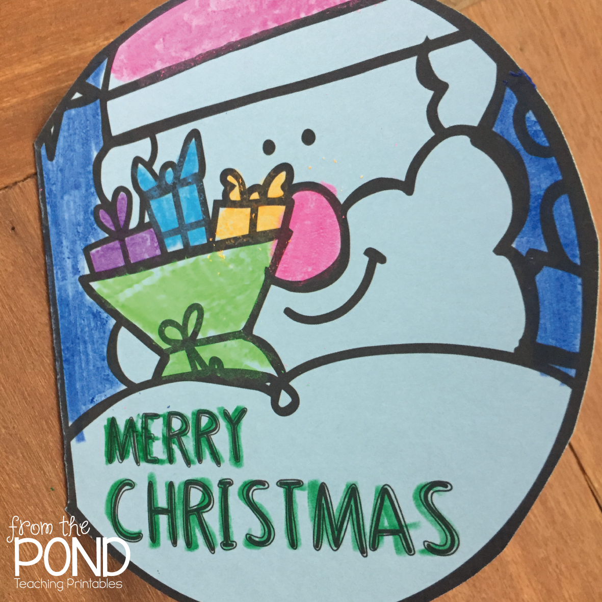 Christmas Card Freebie + 2D Shape Art Projects | From the Pond