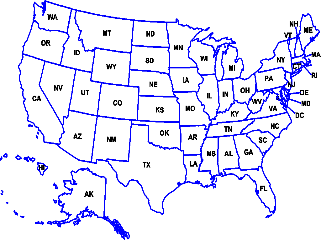 Map Of United States Abbreviations Map Of United States Abbreviations