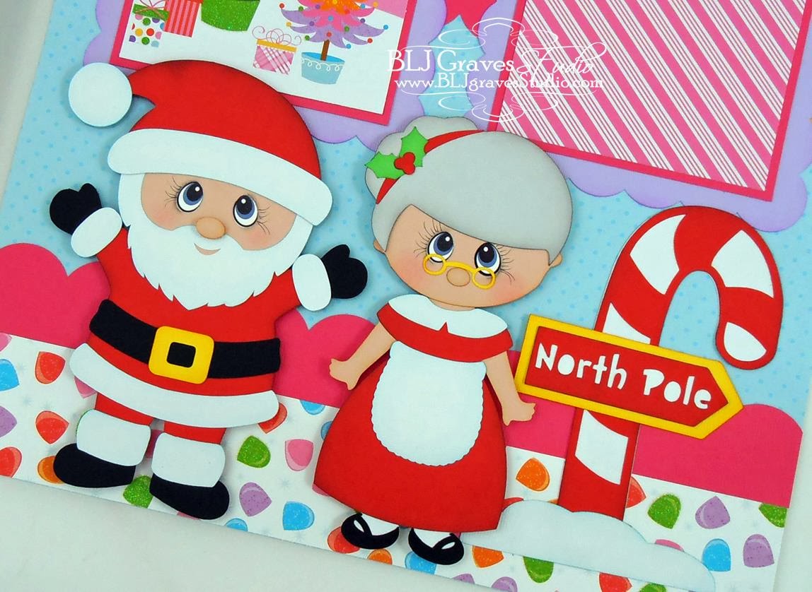 BLJ Graves Studio: Christmas, Santa, Mrs Claus & Rudolph Scrapbook Page
