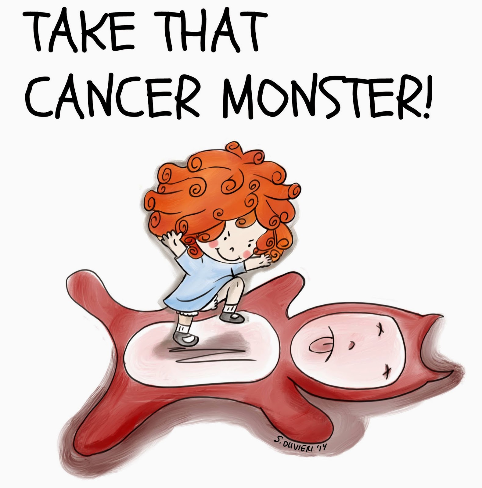 Kicking the Cancer Monster Illustration