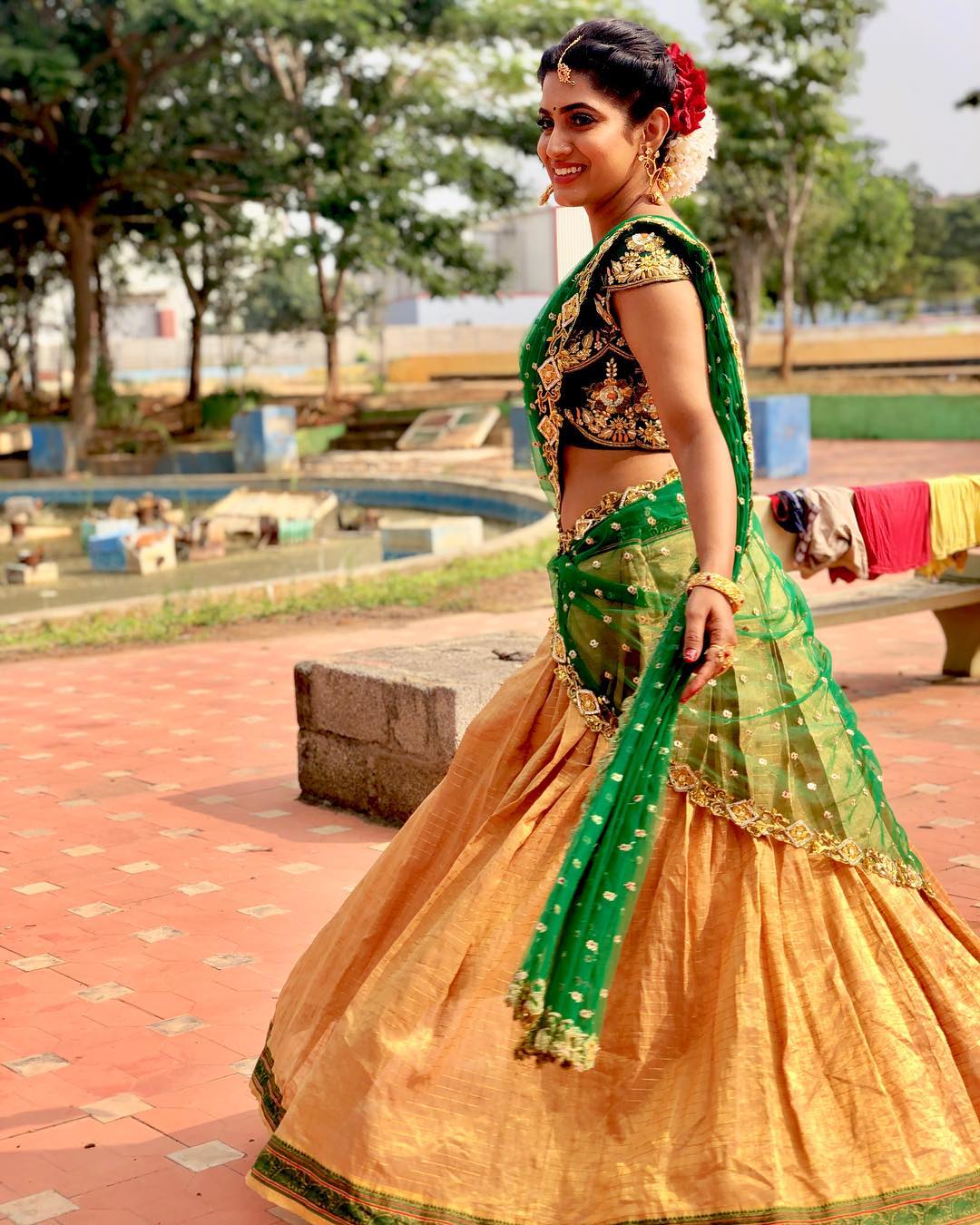 Actress Sameera Sherief Cute Stills In Half Saree