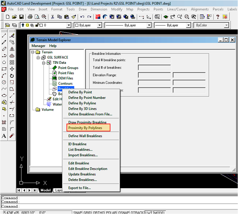 LAND DEVELOPMENT - LD DESKTOP: 5. BREAKLINES Cad LDD