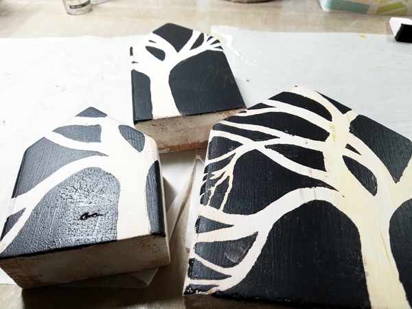 StencilGirl Talk: Inspired by Nature - Wooden Block Trees