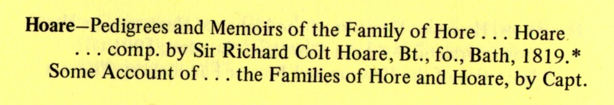 Hoare One Name Study: Finding Printed Pedigrees and Family Histories