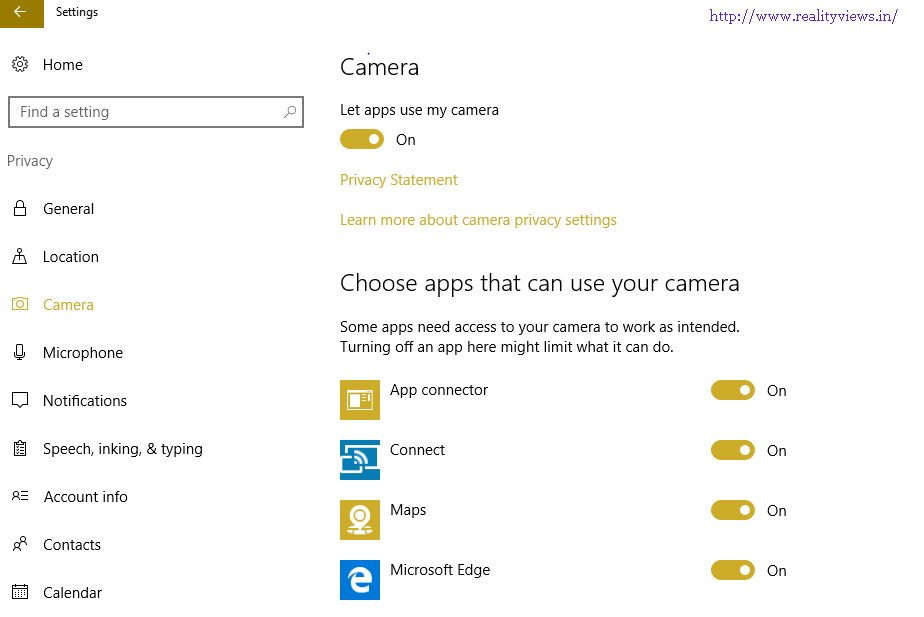 Windows 10 How to change camera settings to protect privacy