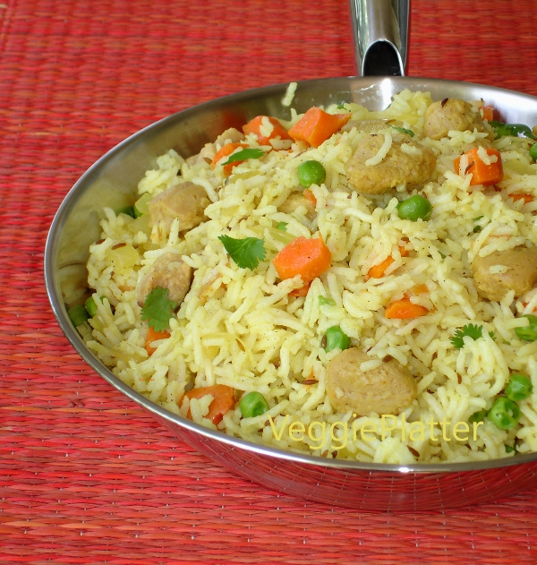 Veggie Platter: Soya Chunks Pulao
