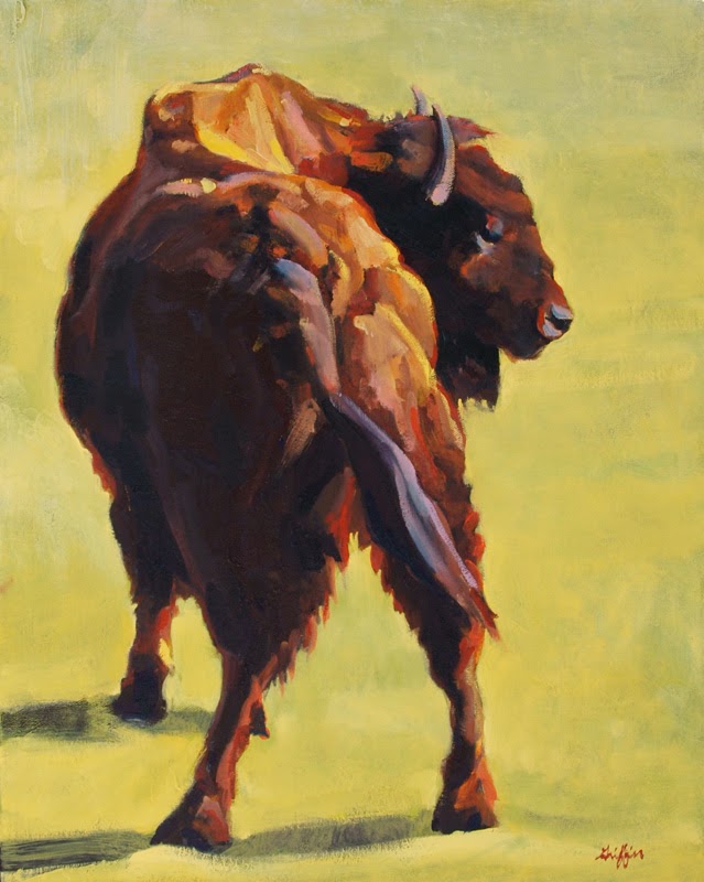 Colorful Contemporary Wildlife Bison, Buffalo Art Painting "Junior" by ...