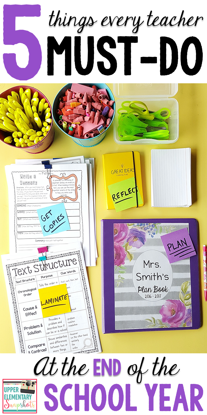 End of the School Year: 5 Things You MUST Do! | Upper Elementary Snapshots