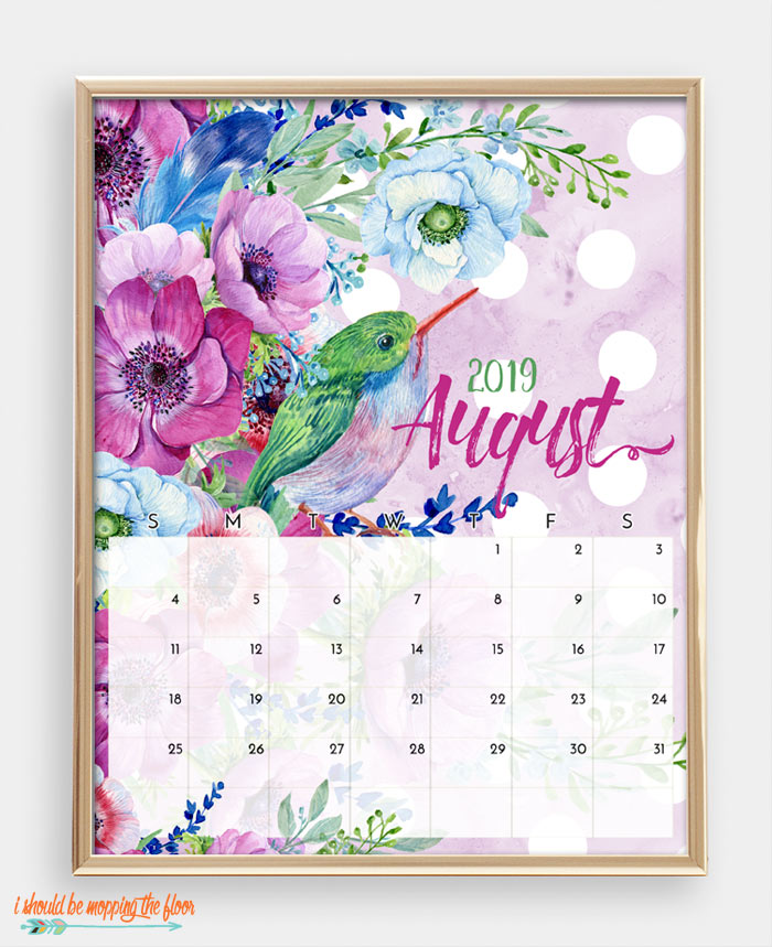 2019 Birds and Blooms Printable Calendar | i should be mopping the floor