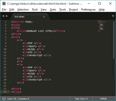 Part 5 - Membuat List Dalam HTML - Dhidecoderweb | Tutorial Pemrograman Web