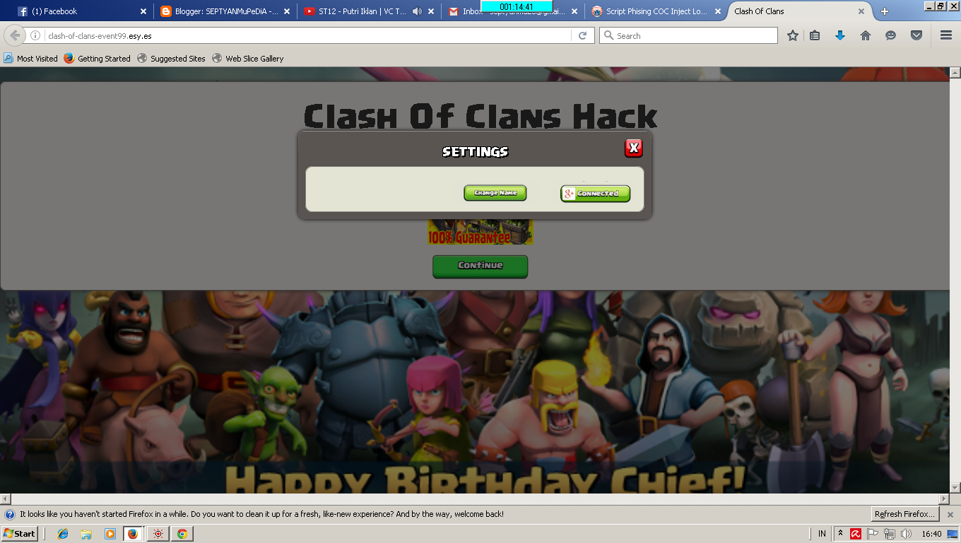 SEPTYANMuPeDiA: Script Phising COC Tampilan Baru Connect Facebook