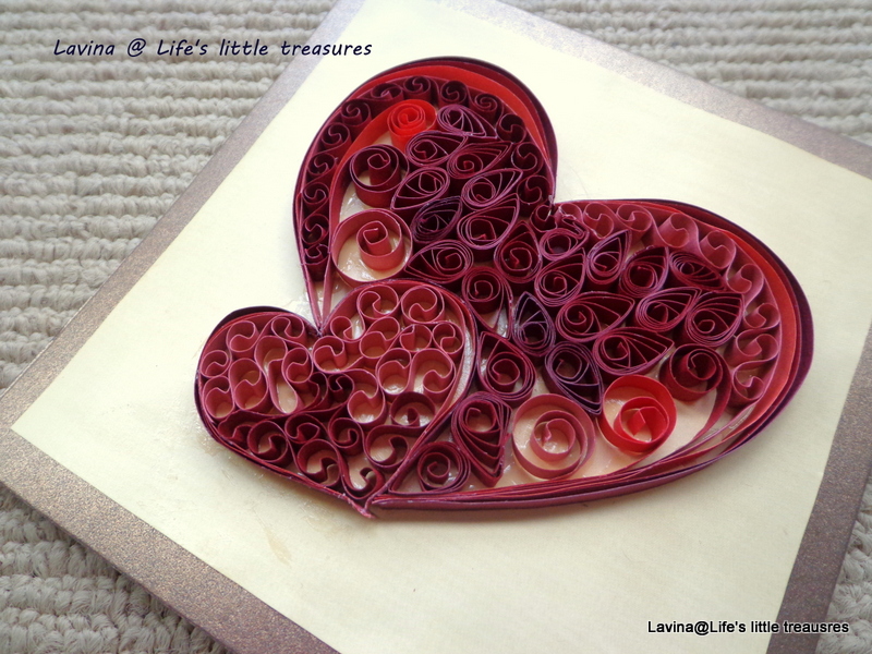 Life's little treasures: Quilled hearts - anniversary card