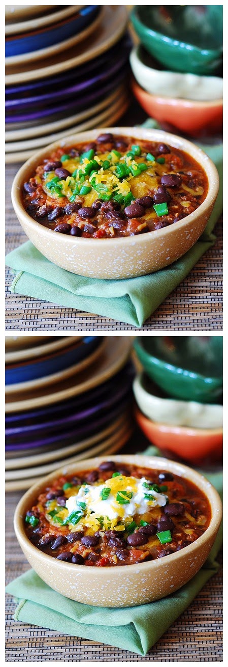 Beef Chili Recipe with Black Beans ~ Chopped Jalapeno