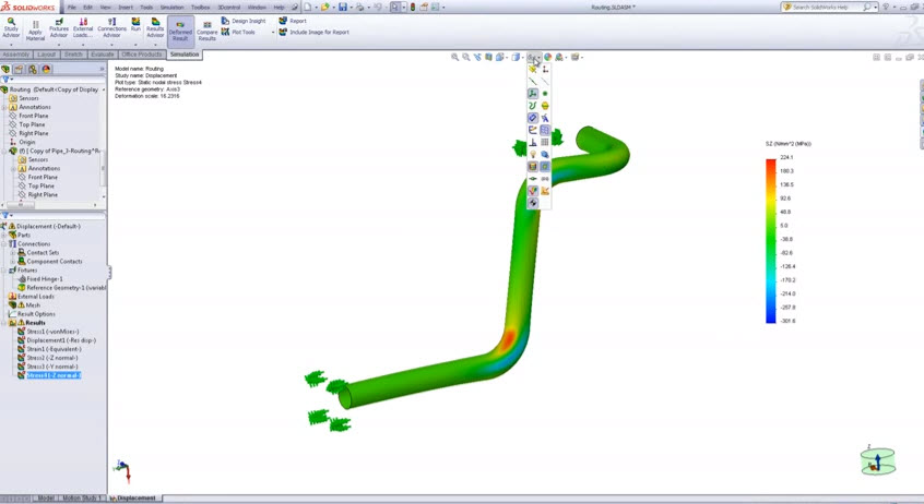 How to Create Pipe stress analysis in Simulation SolidWorks2013 ...