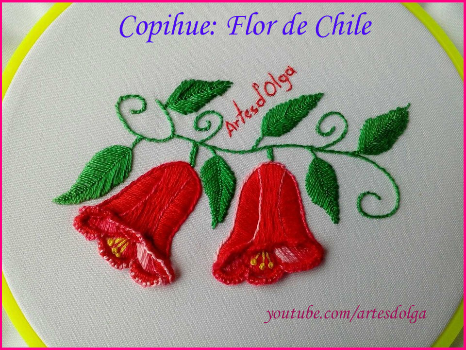 Artesd'Olga: Flor de Chile bordada a mano - Copihue | Chilean ...