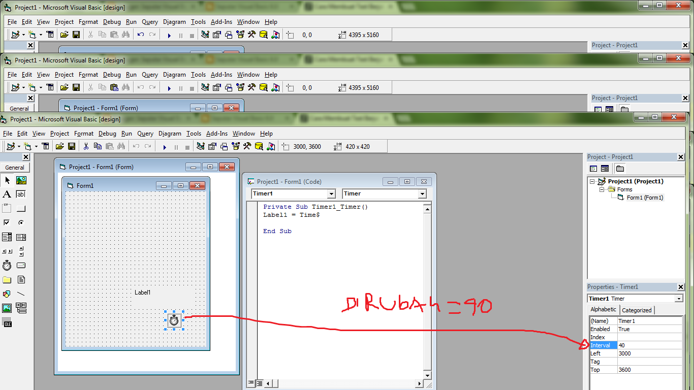 CARA MENAMPILKAN JAM, WAKTU ATAU TIME KE FORM DI VISUAL BASIC 6.0 ...
