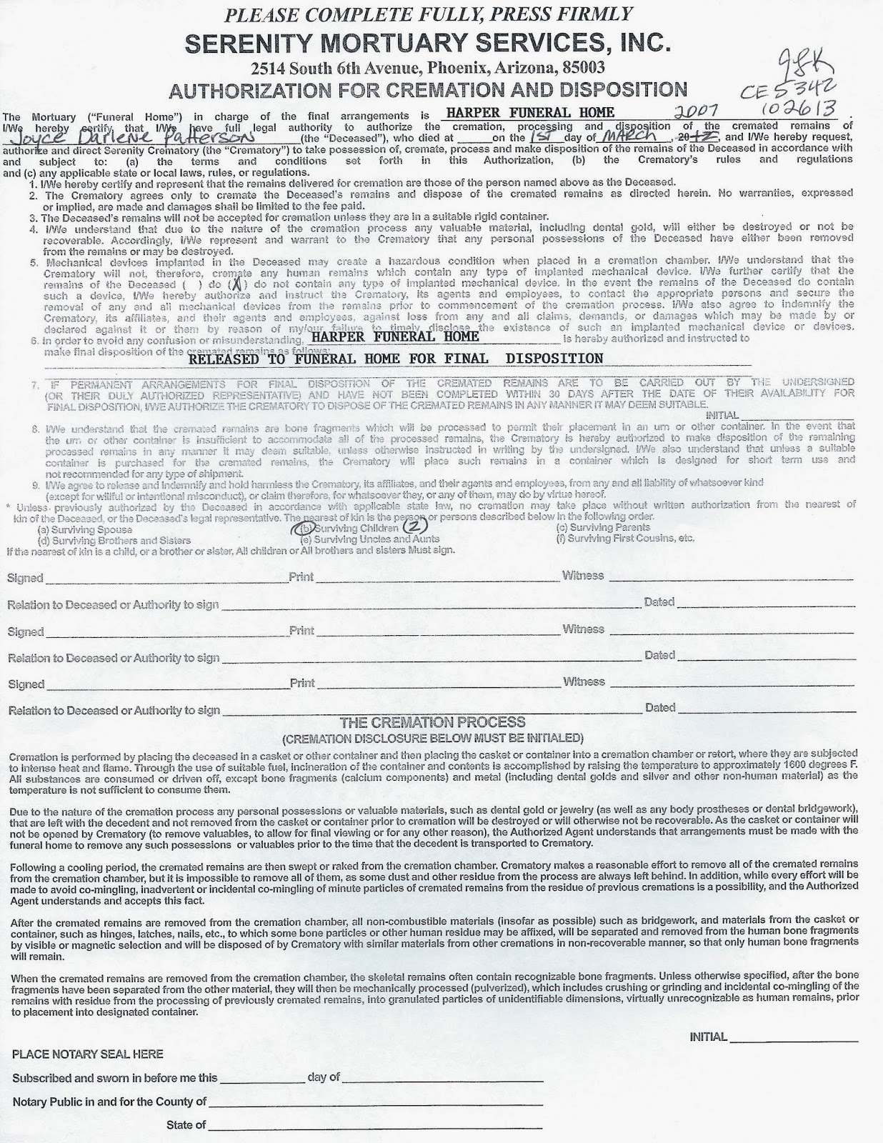 White Tanks Cemetery: Where Families Meet Heartache: Forms for the ...