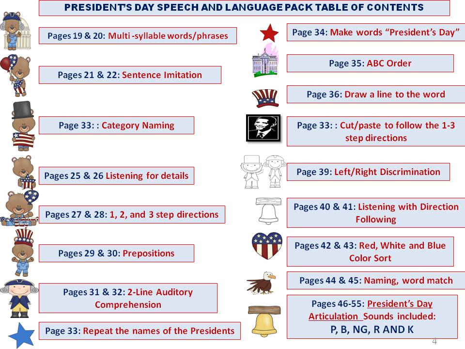 Twin Speech, Language & Literacy LLC: President's Day Speech & Language ...