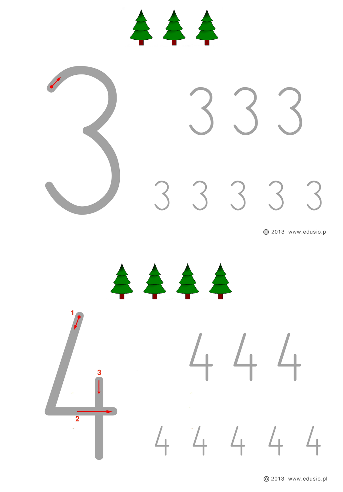 Etykiety: choinka , druczki , kaligrafia cyfr , zima
