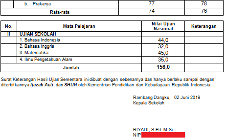 Contoh Format SKHUN Sementara SMP 2019 + Cara Membuatnya dengan Mail ...