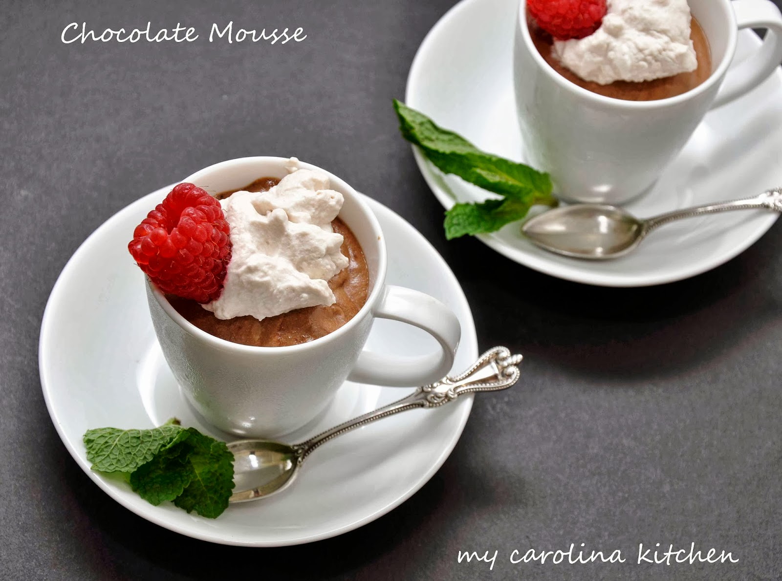 My Carolina Kitchen: Dark Chocolate Mousse topped with cassis flavored ...