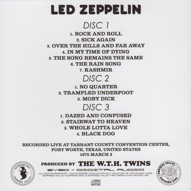 Led Zeppelin Bootlegs: Led Zeppelin - Fort Worth (1975-03-03) (2015) FLAC