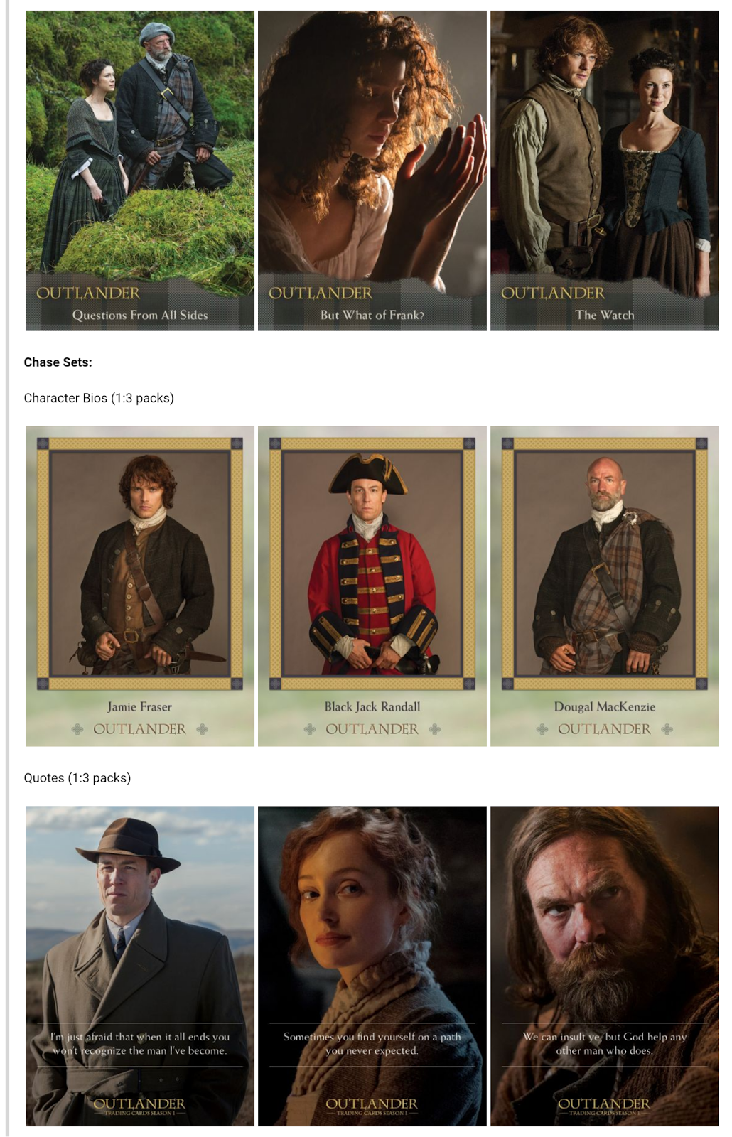 Outlander Homepage: The Outlander playing cards, details by Cryptozoic!
