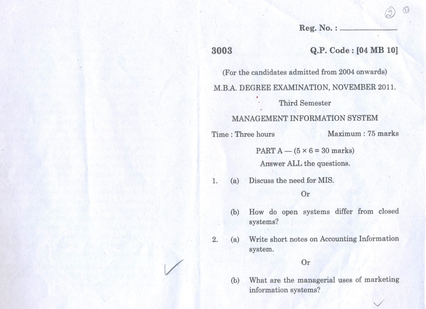 Learning Management: MIS Bharathiar University Question Paper ...