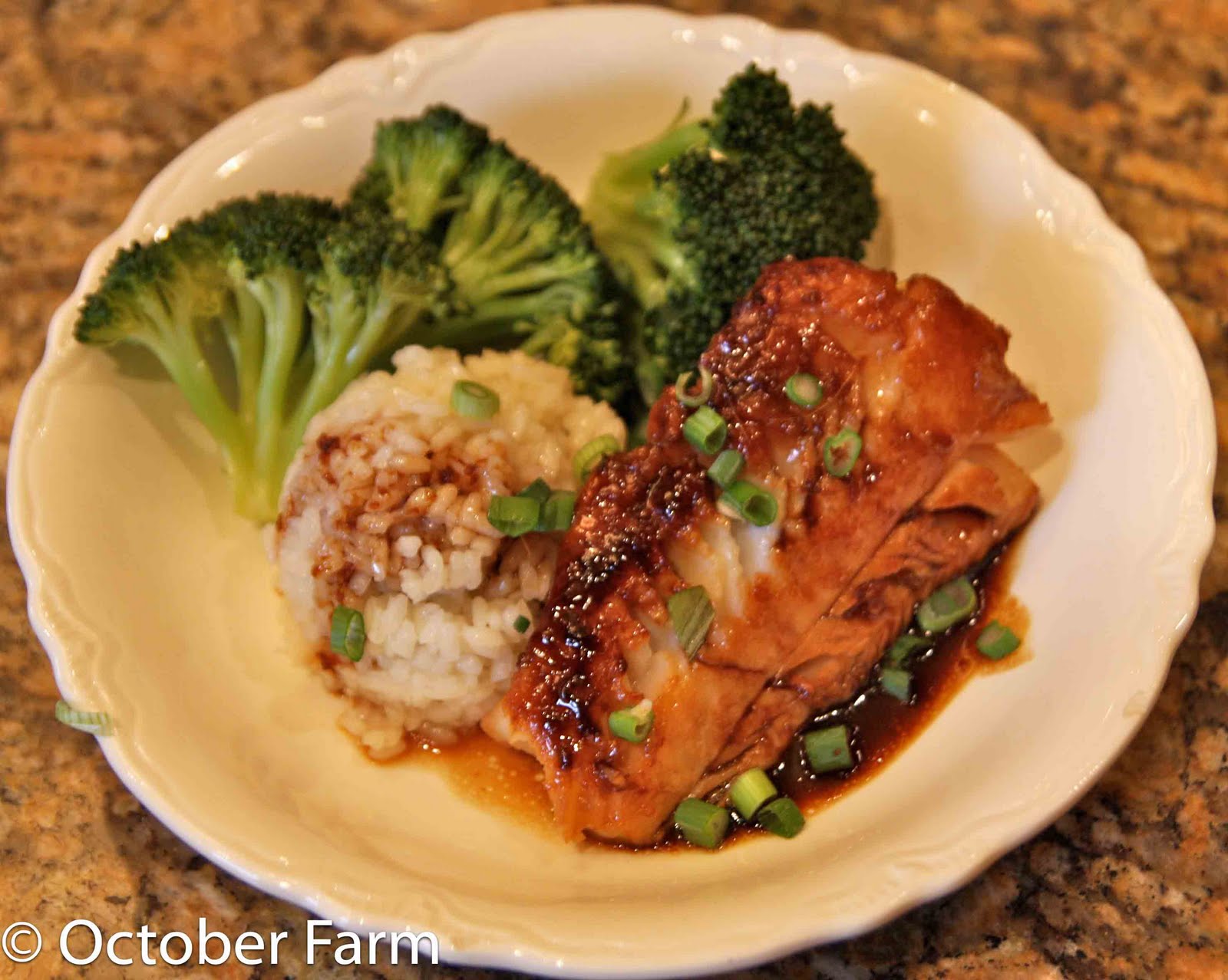 Asian Cod with Sticky Rice and Broccoli