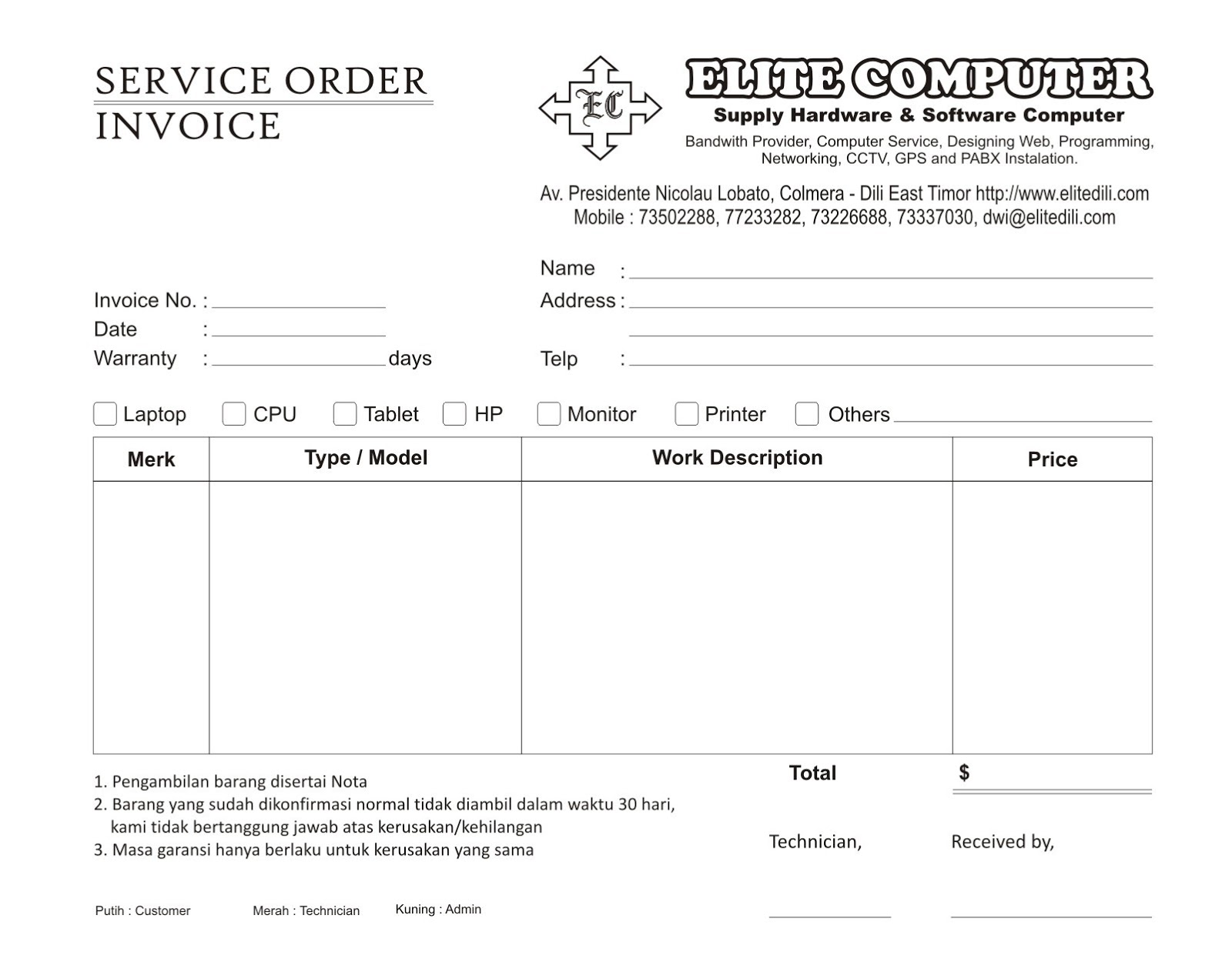Contoh Nota Bon Kosong | Percetakan di Malang | Cetak murah dan ...