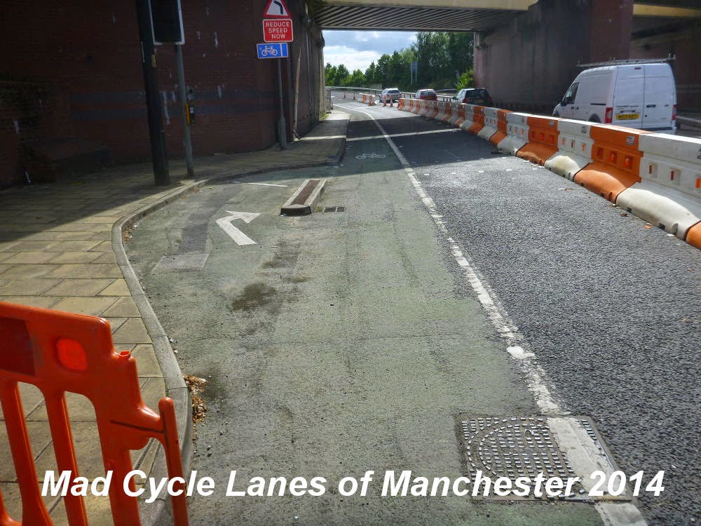 Mad Cycle Lanes of Manchester: Salford Anti-Cycling Barriers - Trinity Way