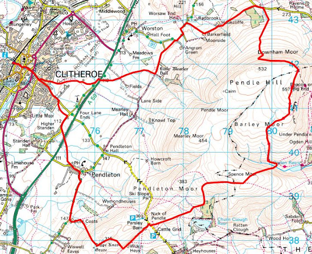 Fell Finder: Pendle Hill from Clitheroe 20.4.12
