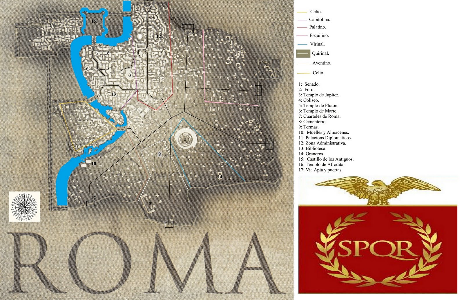 Roma nocturno: Mapa de Roma