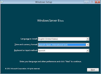 El Rincón del Software: Instalación de Windows Server 8 "Beta"